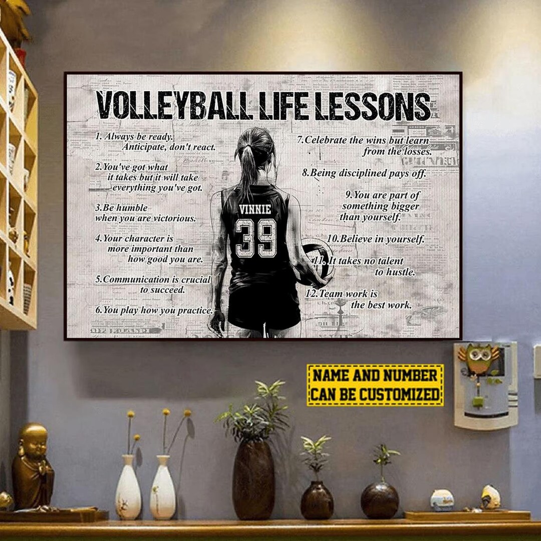 Volleyball Life Lessons Personalized Canvas Print, Custom Volleyball ...