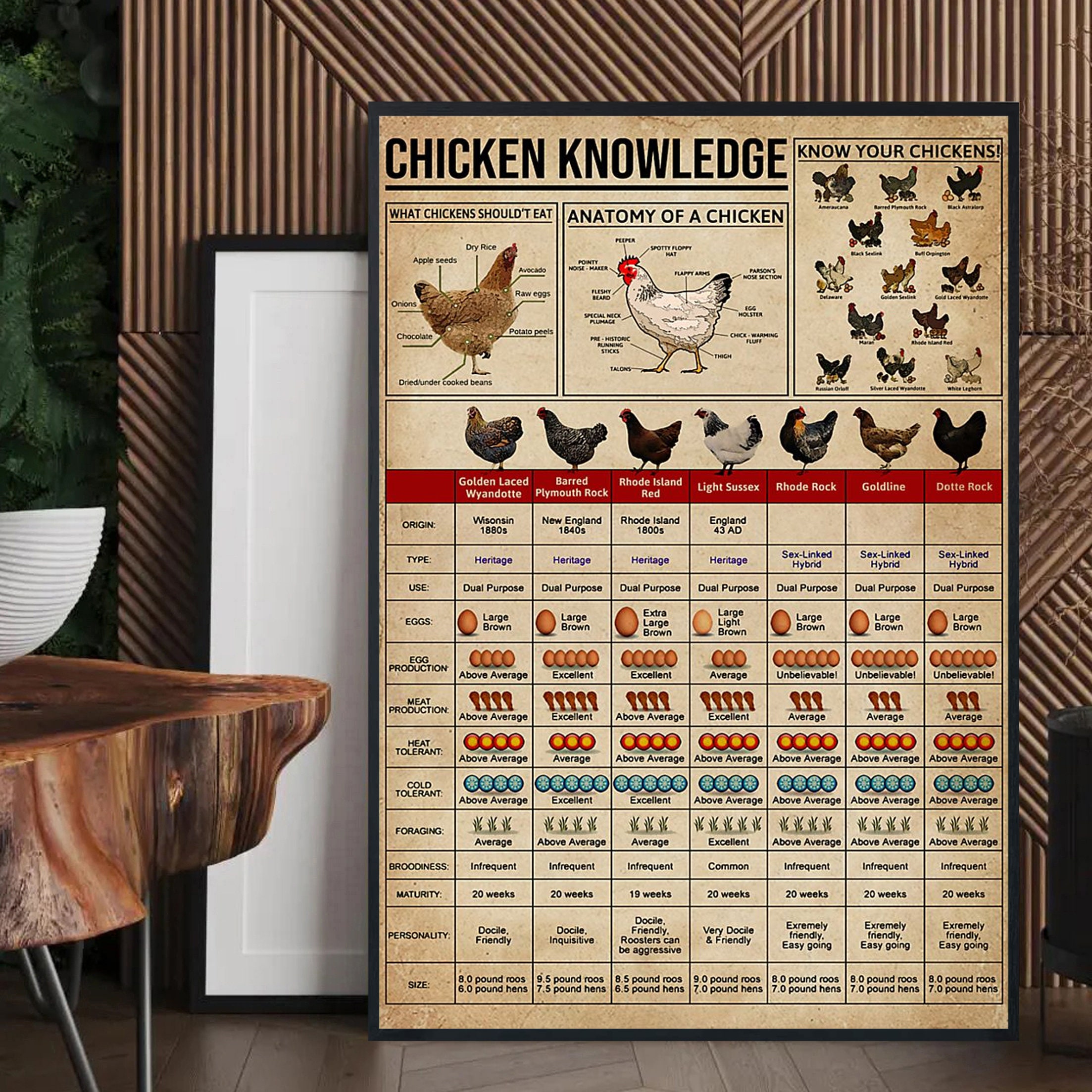 Chicken Knowledge Poster Anatomy of A Chicken Chicken Types - Etsy
