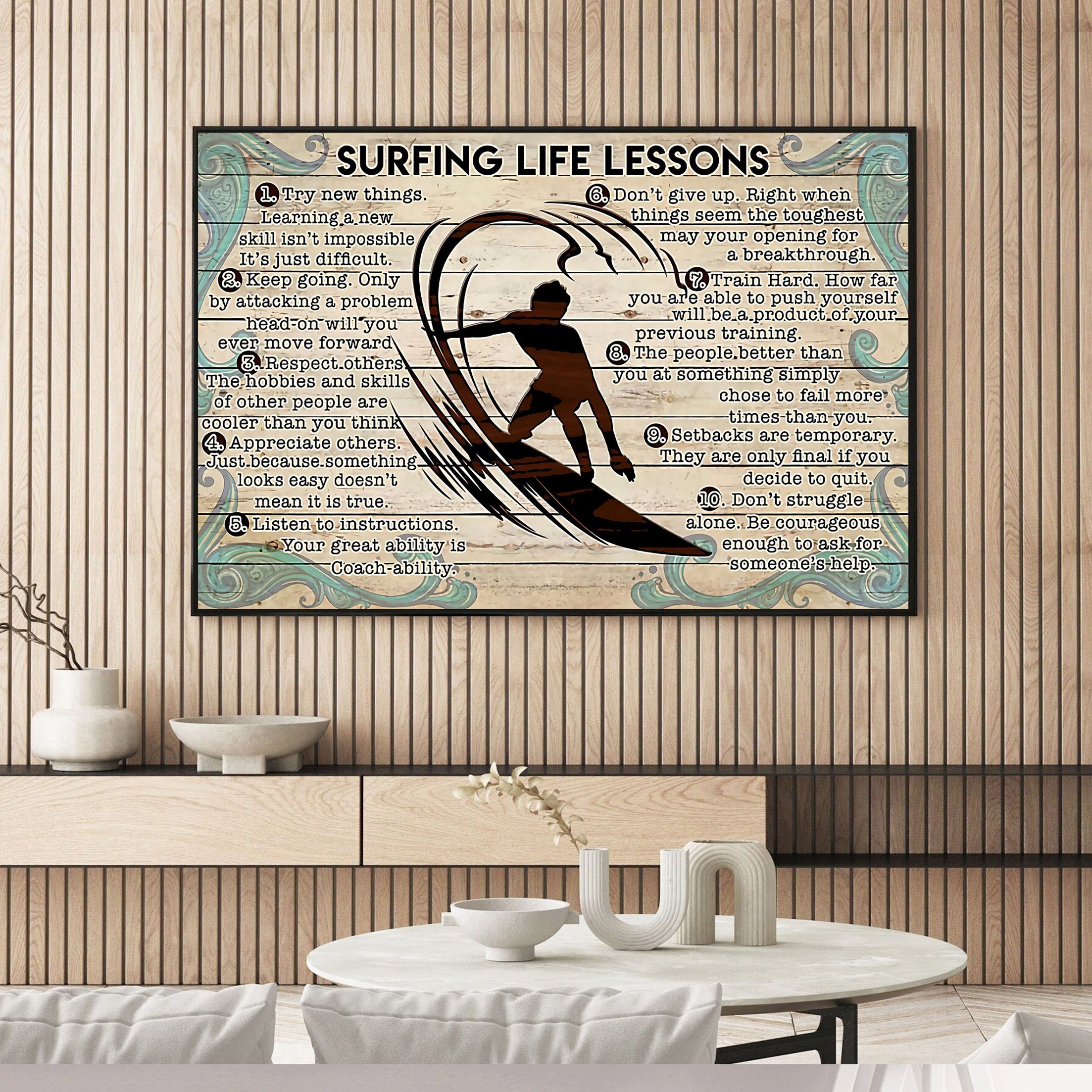 Surfring Life Lessons Poster Knowledge Poster Vintage Poster - Etsy