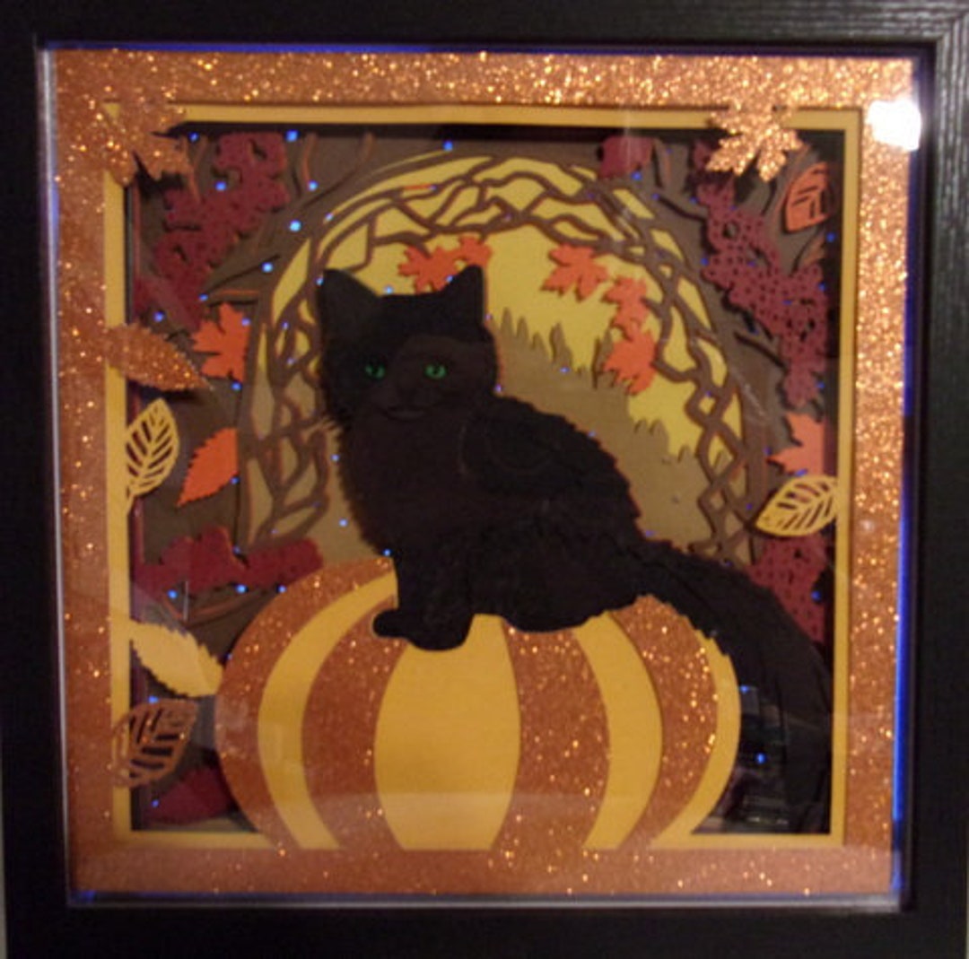 Pre-lit 3D Cardstock Fall Kitty - Etsy