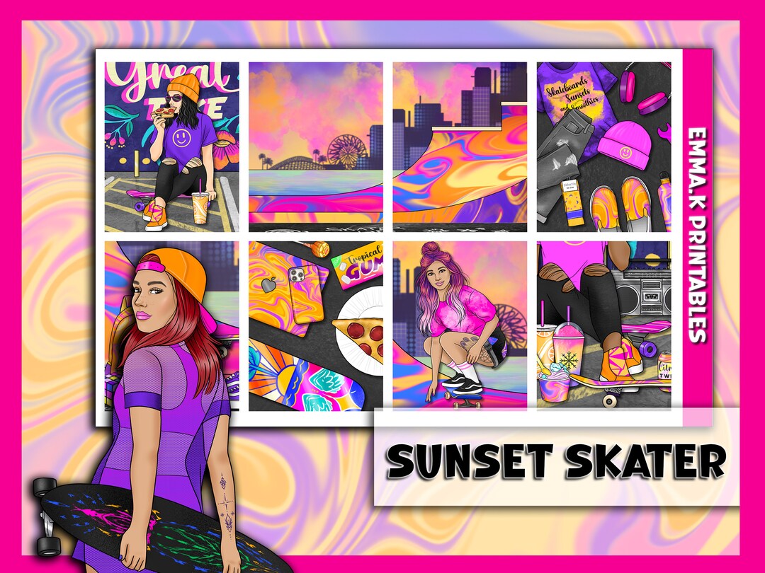 Sunset Skater - Printable Planner Kit - Etsy