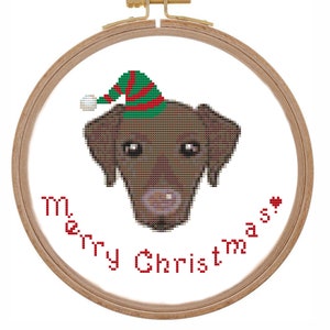 Christmas dog cross stitch pattern Modern cross stitch pattern | Etsy