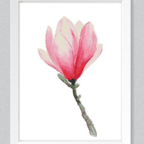 Magnolia Cross Stitch Pattern Watercolor Magnolia Cross | Etsy