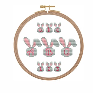 Baby Bunny Alphabet Cross Stitch Pattern Easter Uppercase Lowercase ...