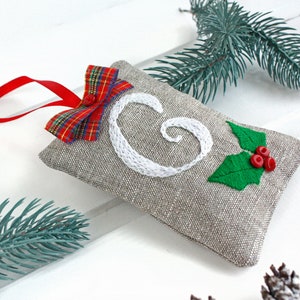 Personalized Christmas Tree Ornament Monogram Initial Embroidery Sachet ...