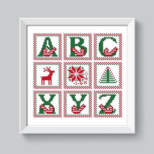 Christmas Alphabet Sampler Cross Stitch Pattern PDF ABC Font - Etsy