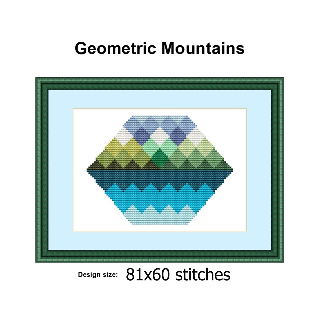 Geometric Mountains and Water Cross Stitch Pattern Landscape Modern ...
