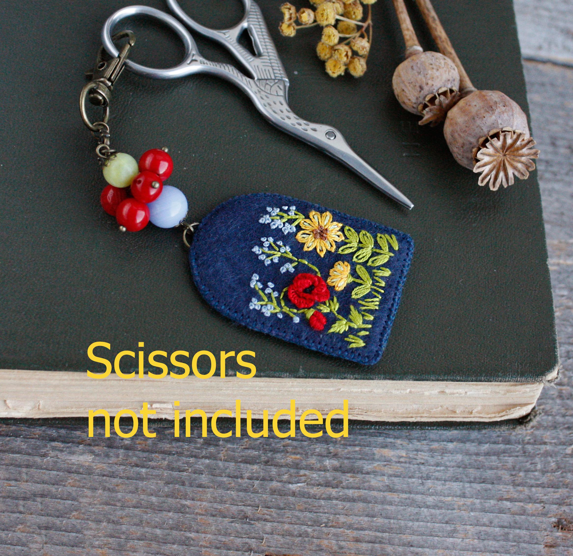 Red Green Beaded Scissors Fob Minder Gemstone Personalized Scissors ...