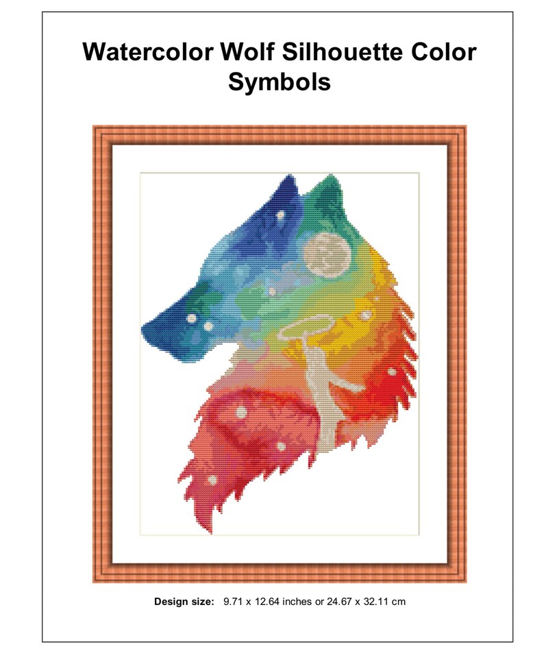 Wolf Silhouette Cross Stitch Pattern Modern Watercolor Cross - Etsy