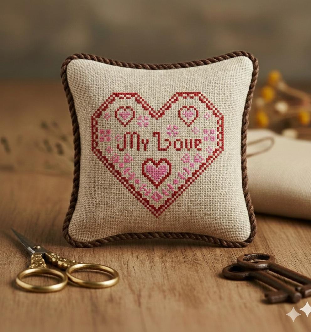 Quaker Valentine Hearts Cross Stitch Pattern Easy Love Sayings Mini ...