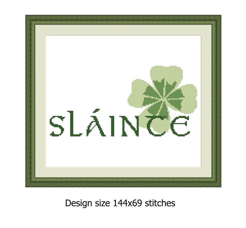 Slainte Shamrock Cross Stitch Pattern Modern St Patrick's Day Scottish ...