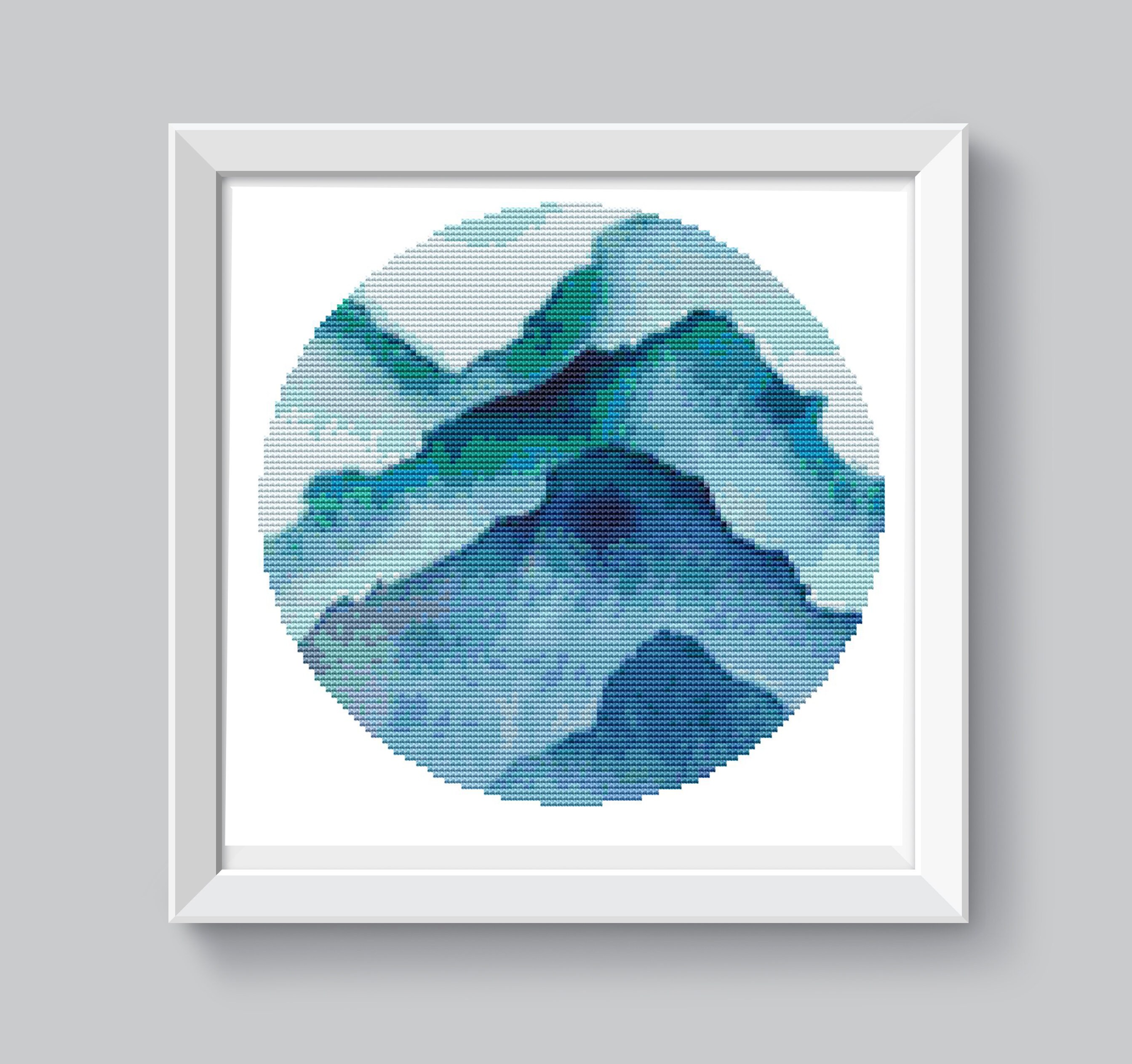 Mountains cross stitch pattern Modern nature Xstitch chart | Etsy