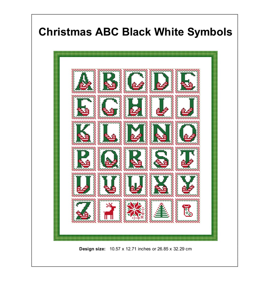 Christmas Alphabet Sampler Cross Stitch Pattern PDF ABC Font Candy Cane ...