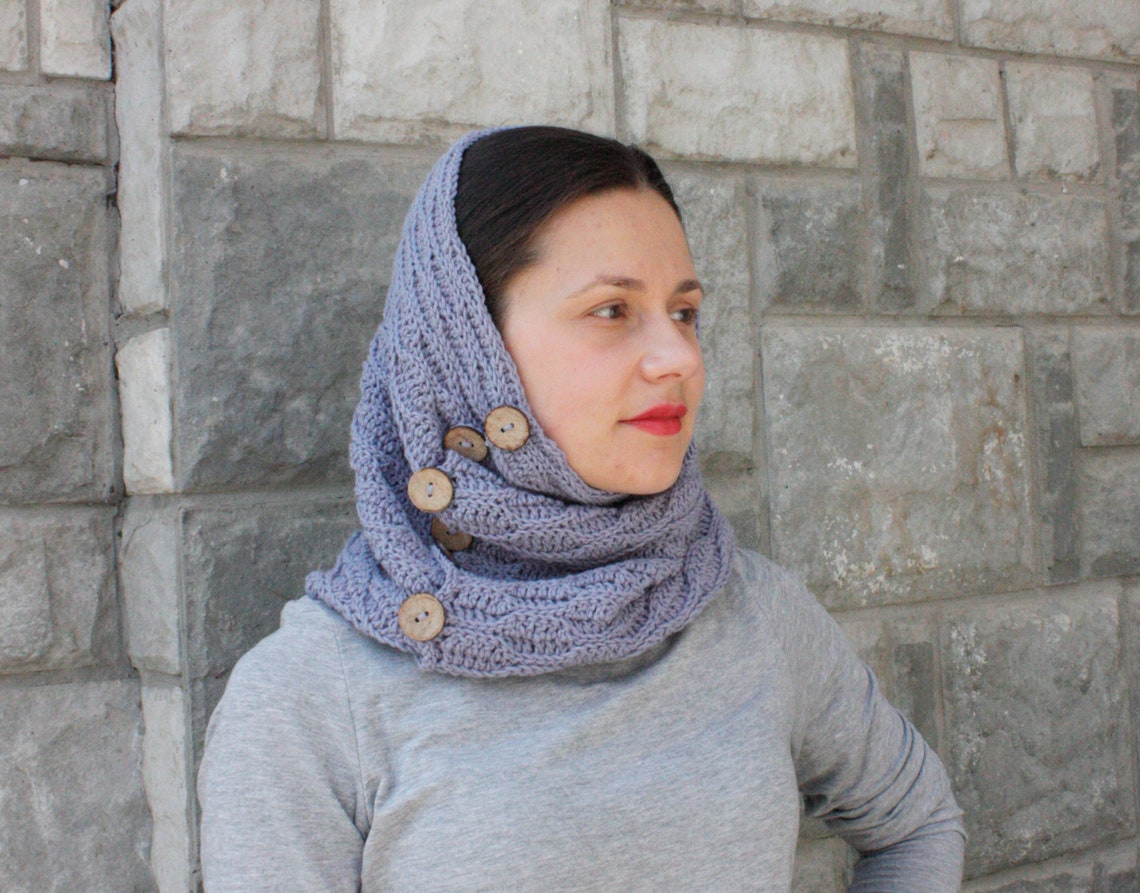 Dusty Blue Neck Scarf Women Wool Neck Cowl Wool Cashmere Snood - Etsy