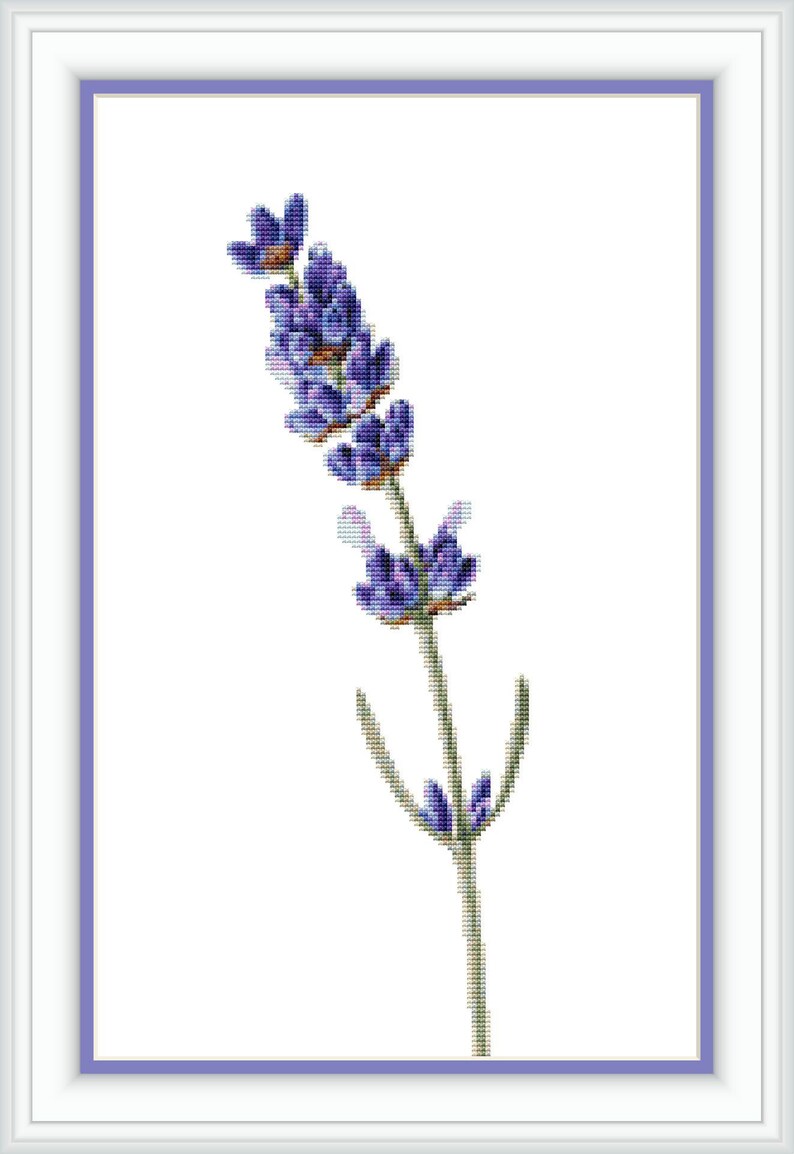 Lavender cross stitch pattern Modern flower cross stitch | Etsy