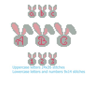 Baby Bunny Alphabet Cross Stitch Pattern Easter Uppercase Lowercase ...