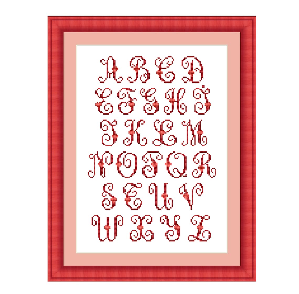 Calligraphy Font Cross Stitch Pattern Heart Alphabet Cross - Etsy