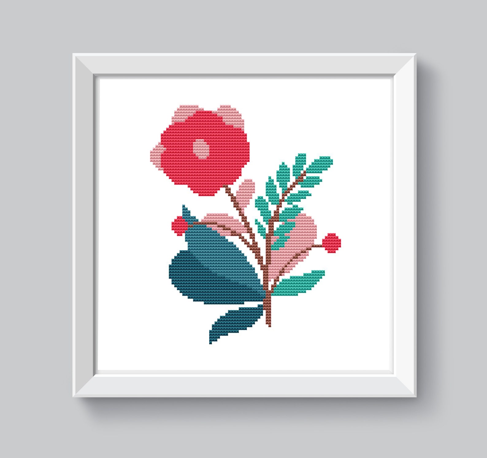 Small Flower Cross Stitch Pattern Scandinavian Flower Cross - Etsy