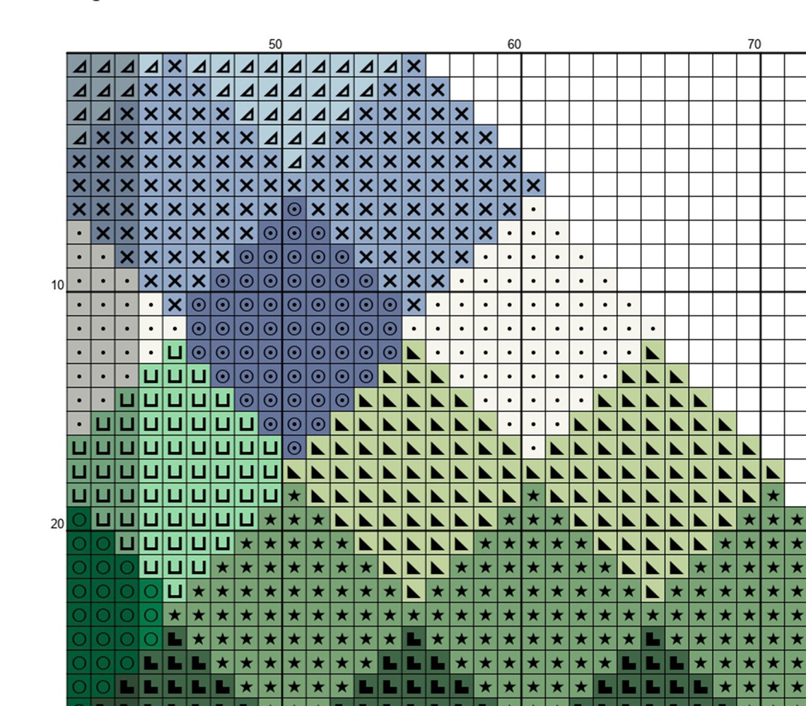 Geometric Mountains and Water Cross Stitch Pattern Landscape Modern ...
