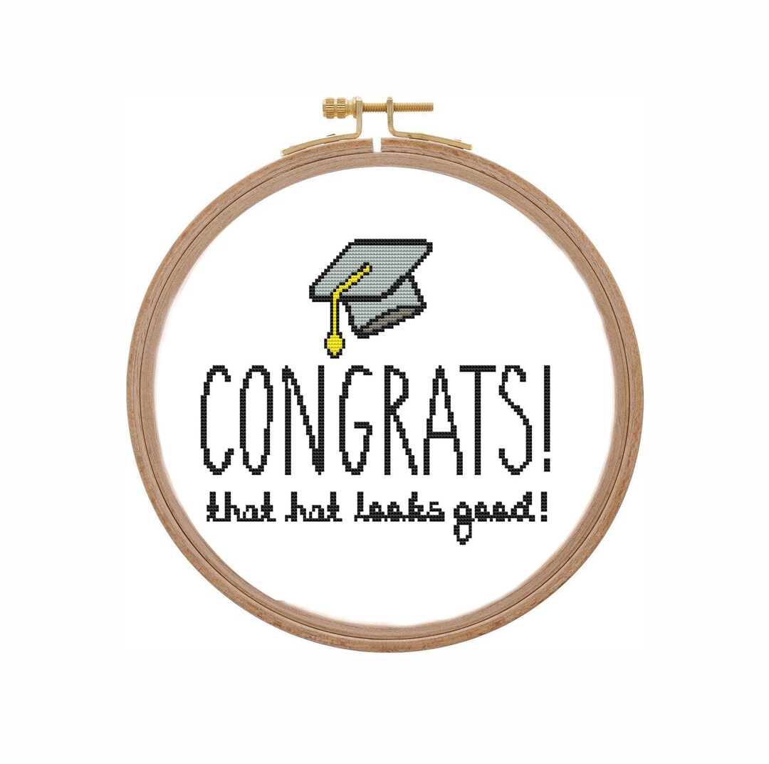 Graduation Cap Cross Stitch Pattern Modern Funny Cross Stitch Quote ...