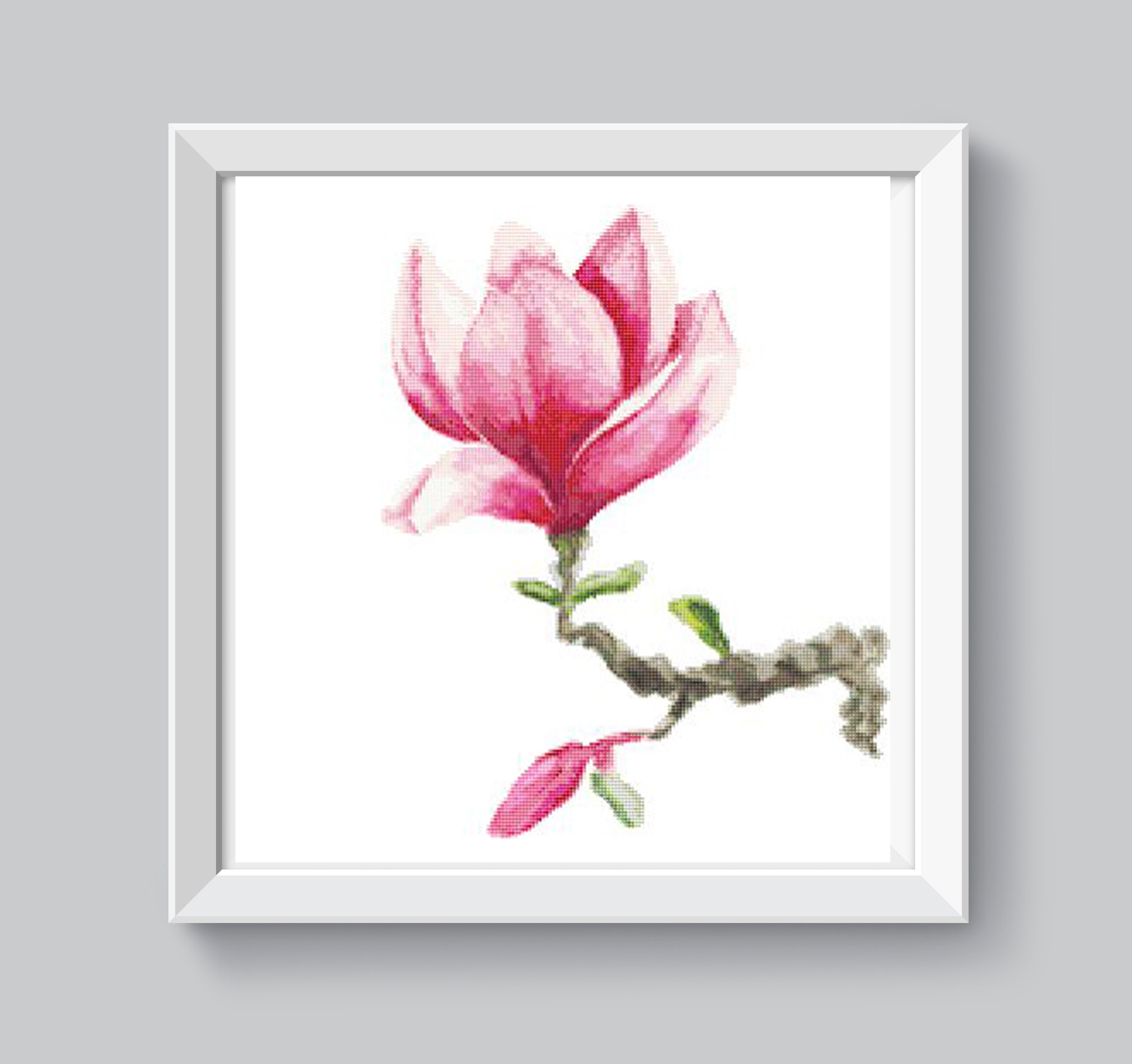 Magnolia Cross Stitch Pattern Modern Botanical Cross Stitch - Etsy