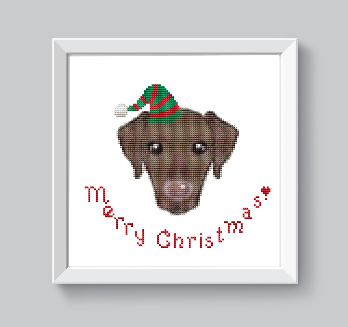 Christmas dog cross stitch pattern Modern cross stitch pattern | Etsy