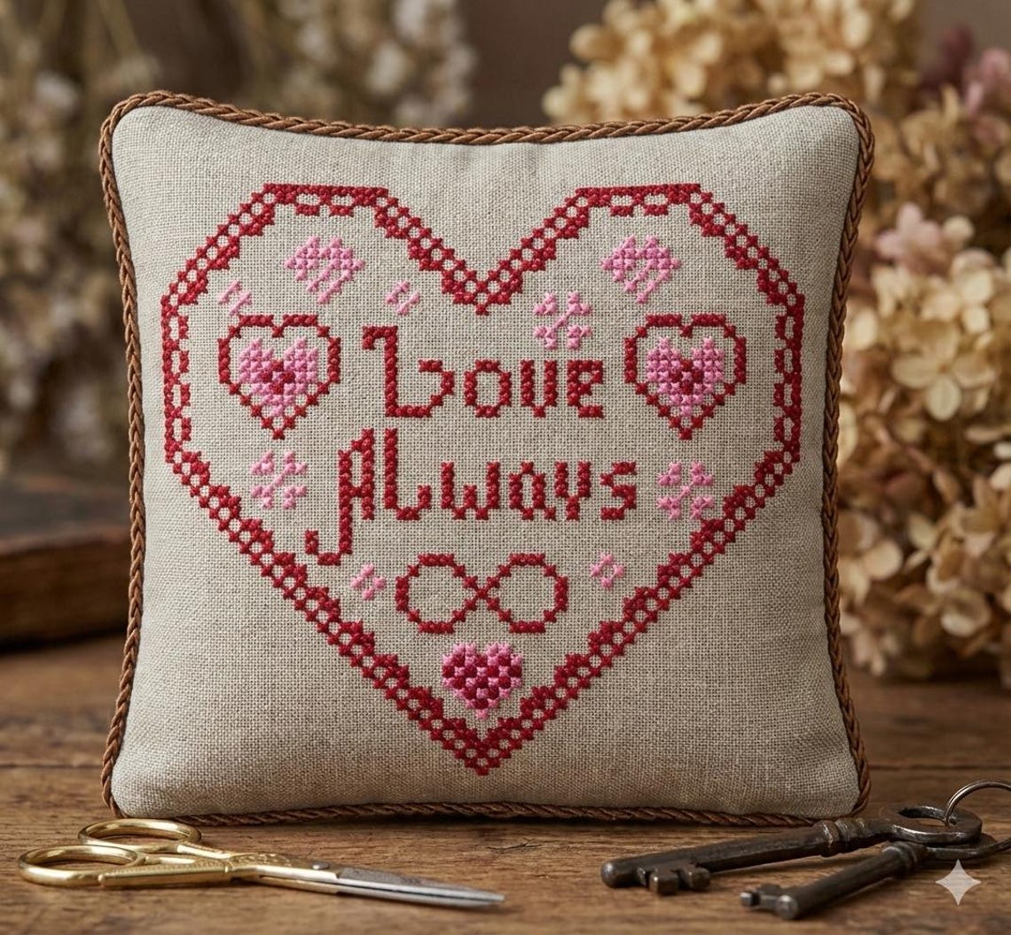 Quaker Valentine Hearts Cross Stitch Pattern Easy Love Sayings Mini ...