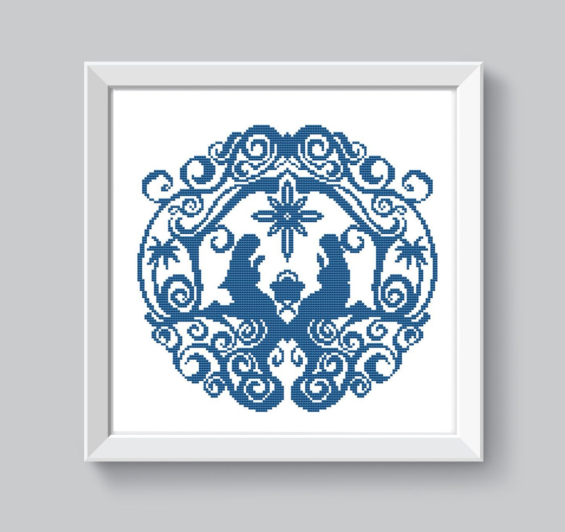 Christmas Cross Stitch Pattern Modern Religious Nativity Scene - Etsy