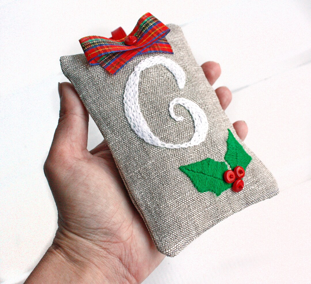 Personalized Christmas Tree Ornament Monogram Initial Embroidery Sachet ...