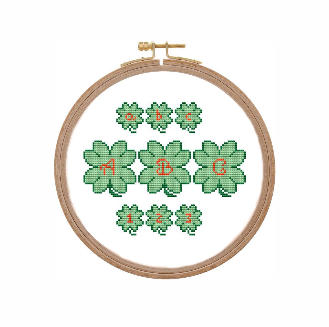 Shamrock Alphabet Cross Stitch Pattern Counted Celtic Clover St ...