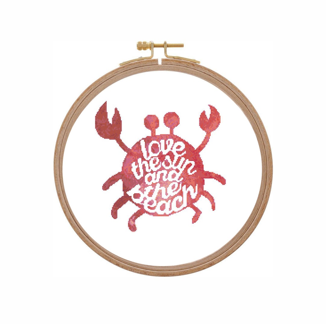 Beach Cross Stitch Pattern Modern Coastal Cross Stitch Crab Sea ...