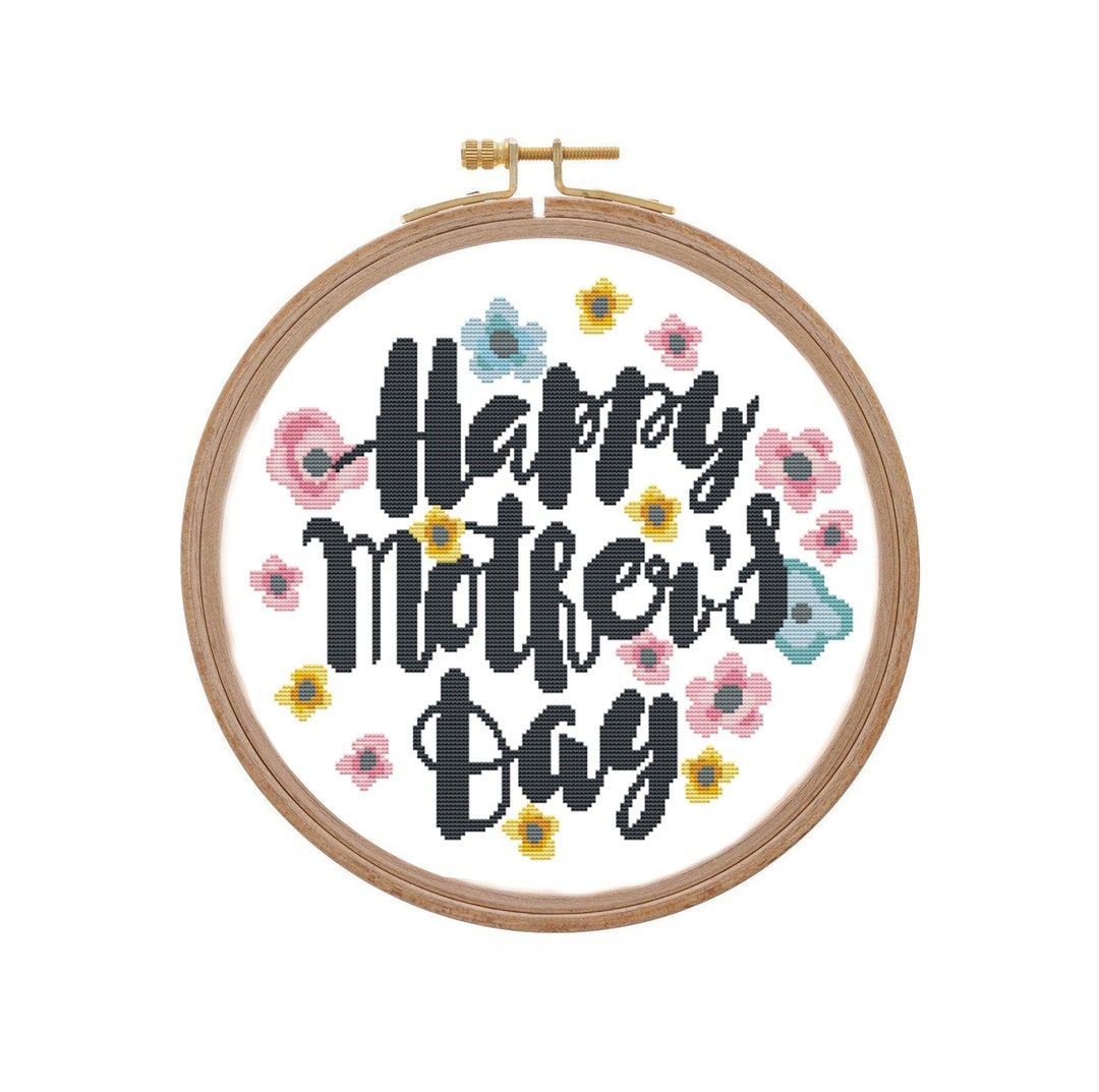 Happy Mothers Day Cross Stitch Pattern Modern Simple Cross Stitch ...