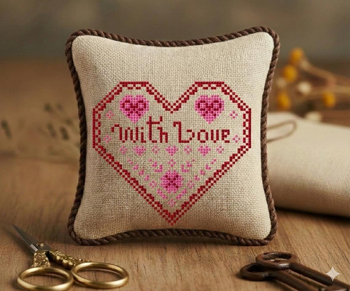 Quaker Valentine Hearts Cross Stitch Pattern Easy Love Sayings Mini ...