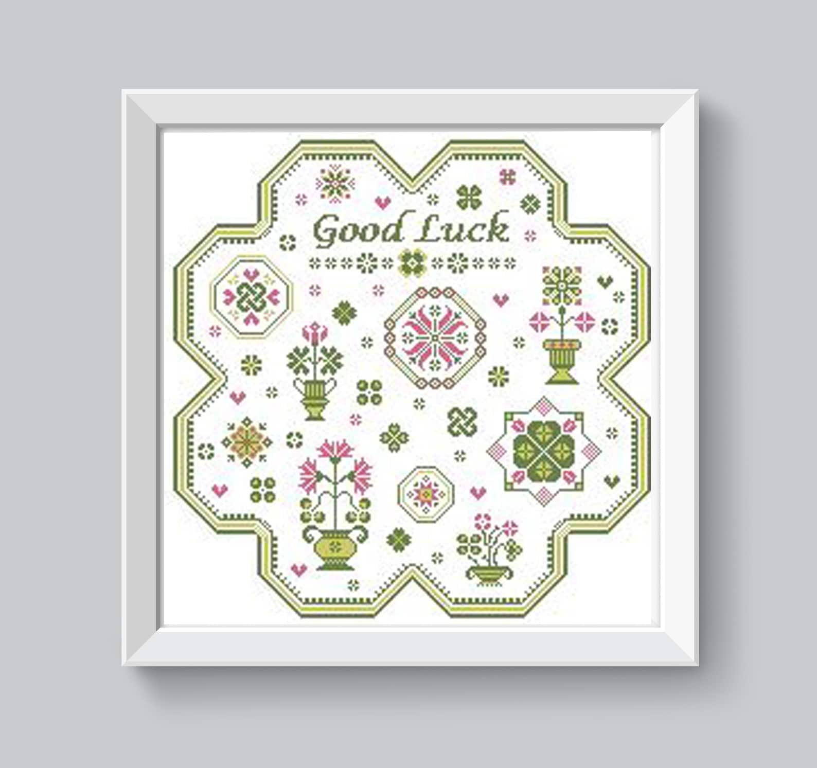 Irish Clover Samrock Quaker Sampler Cross Stitch Pattern Celtic St ...