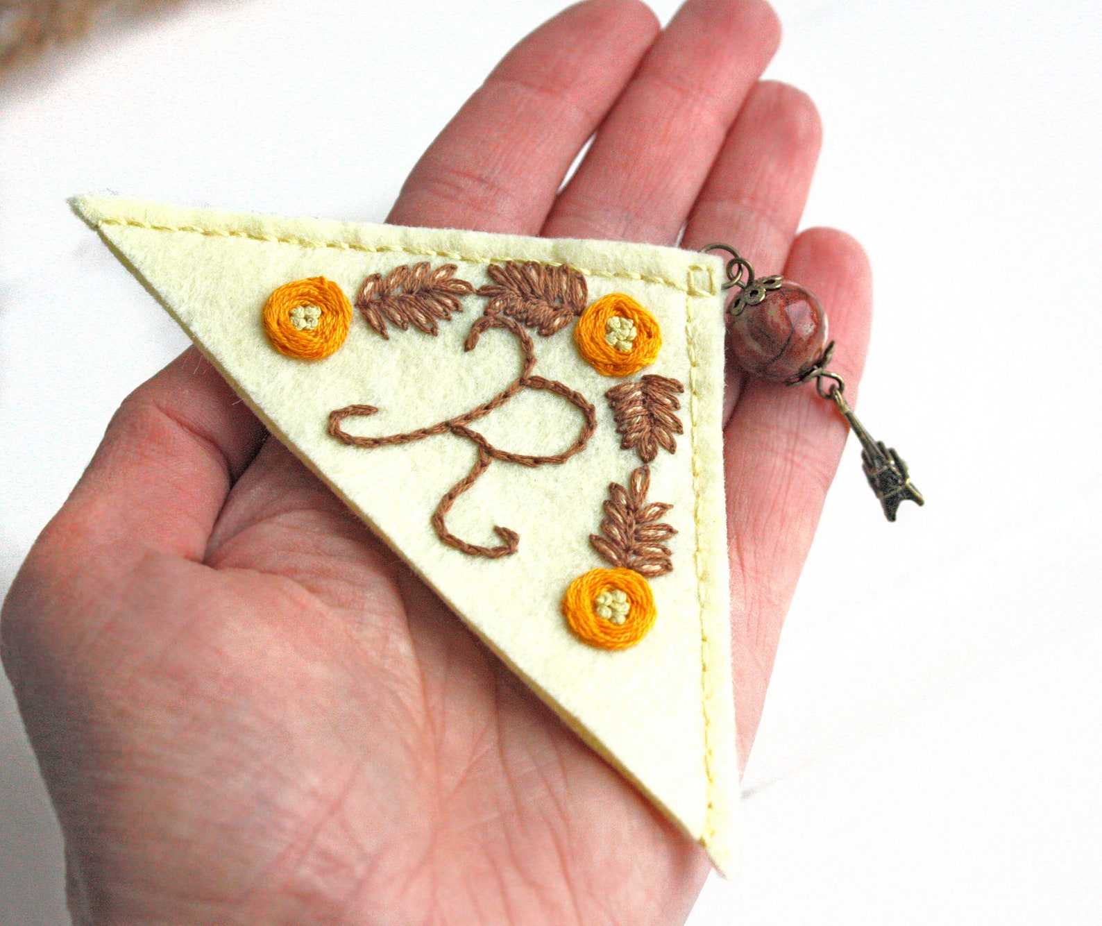 Felt Corner Bookmark Personalized Custom Initial Bookmark Charm Jasper ...