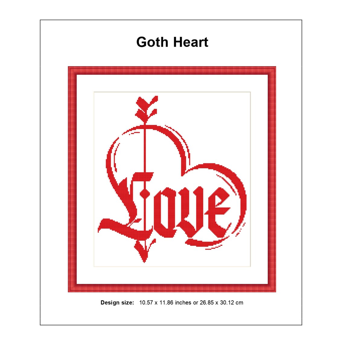 Love cross stitch pattern modern Goth heart and arrow cross | Etsy