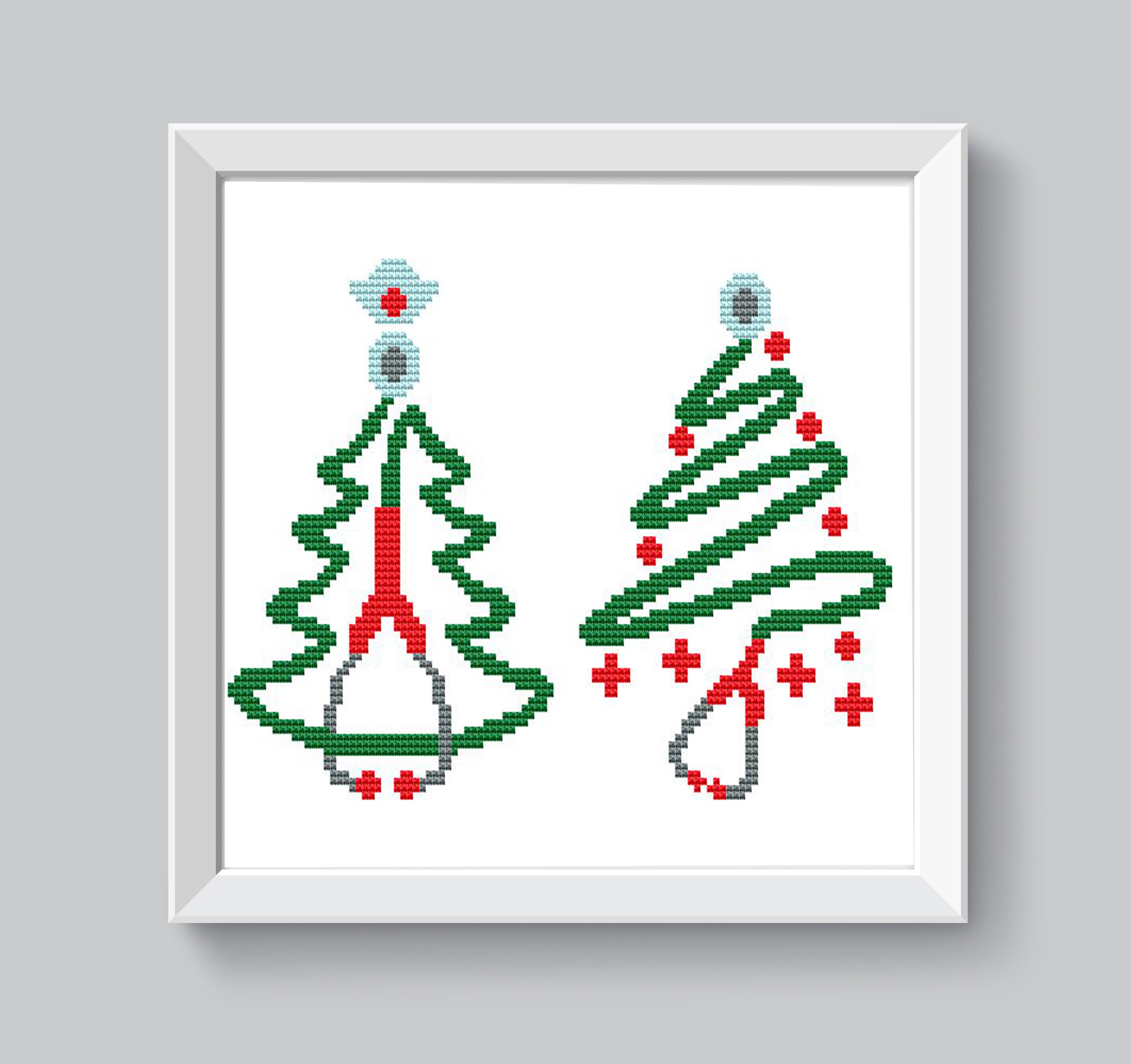 Christmas ornament cross stitch pattern modern Small Christmas | Etsy