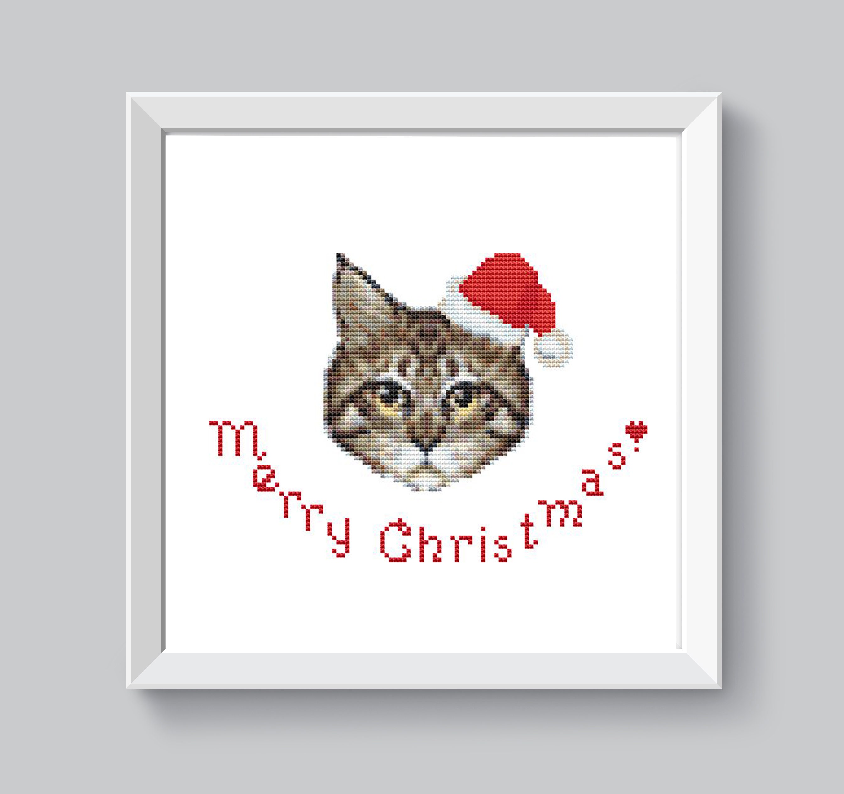 Christmas Cat Cross Stitch Pattern Modern Christmas Ornament | Etsy