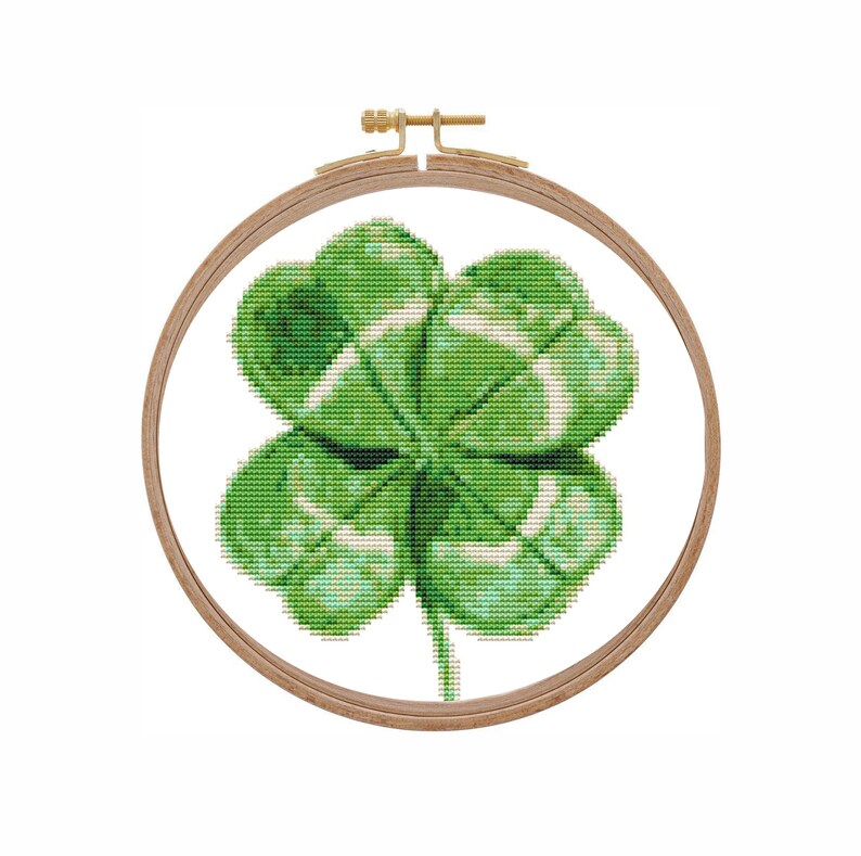 Irish Clover Cross Stitch Pattern Modern Watercolor Shamrock Cross ...
