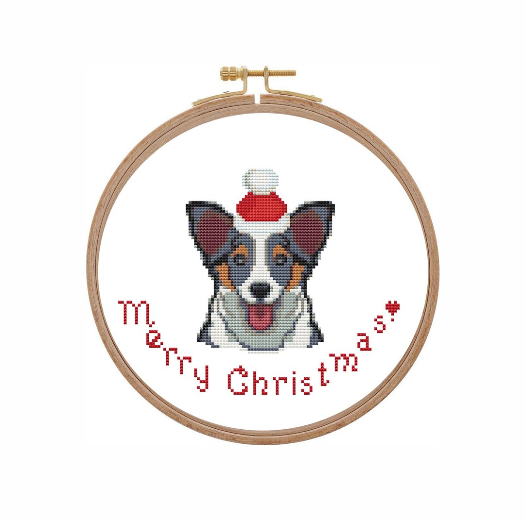 Christmas Australian Shepherd Cross Stitch Pattern Counted Xmas Dog ...