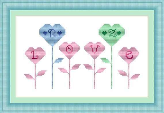 Customable Love Cross Stitch Pattern Modern Newly Married - Etsy