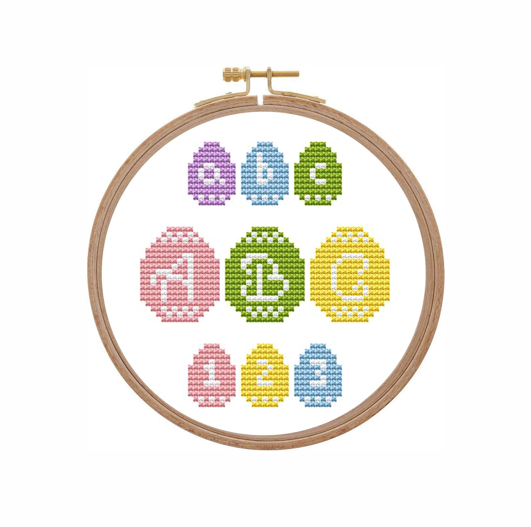 Mini Easter Egg Cross Stitch Pattern Font Uppercase Lowercase Letters ...