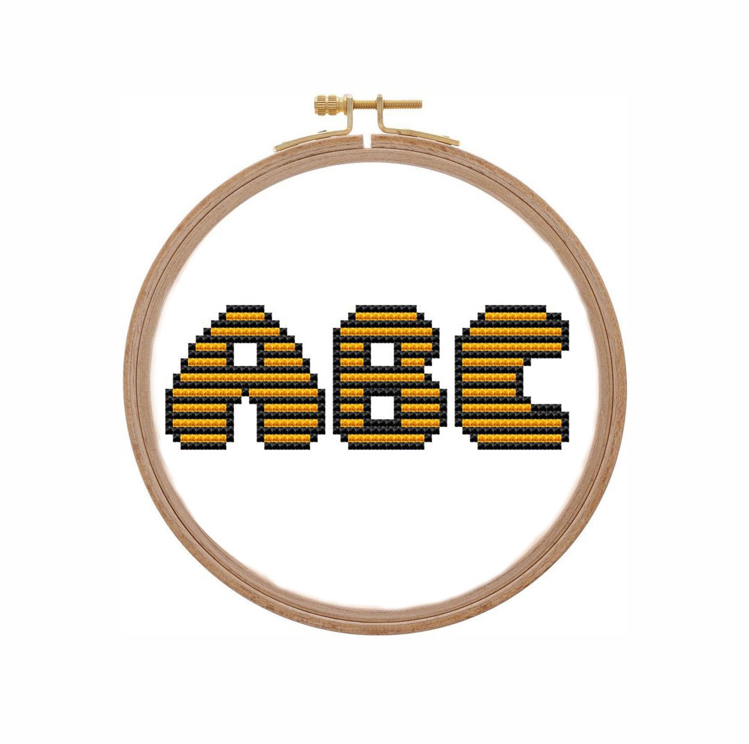 Font Cross Stitch Pattern Bee Bumble Bee Cross Stitch Pattern Letters ...