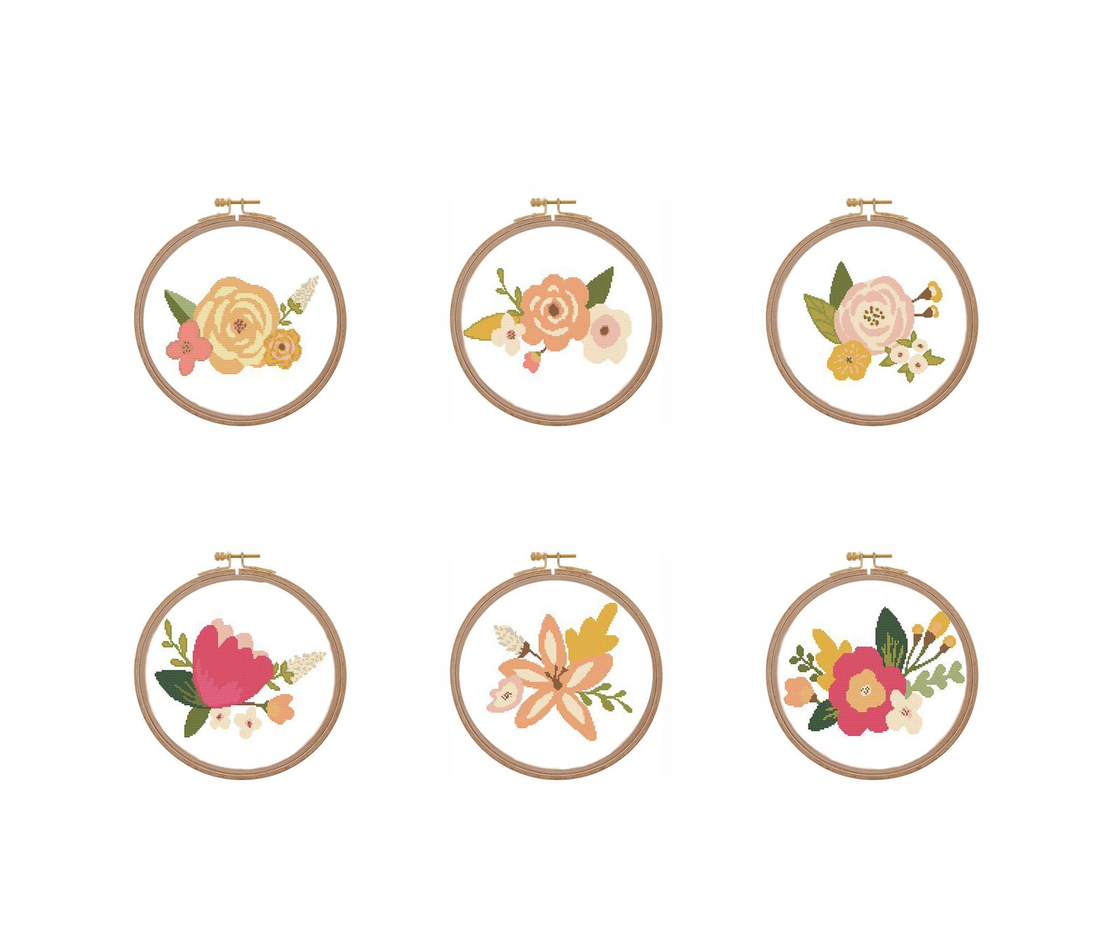 Small flower cross stitch pattern modern Tropical flower cross | Etsy