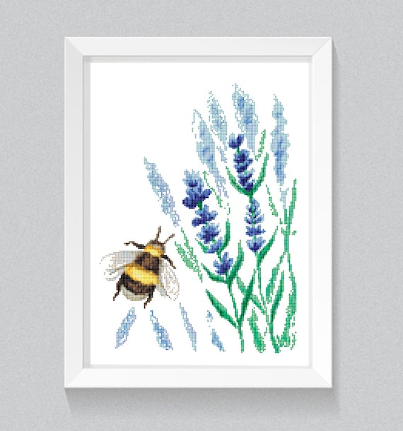 Lavender Cross Stitch Pattern Modern Flower Cross Stitch | Etsy