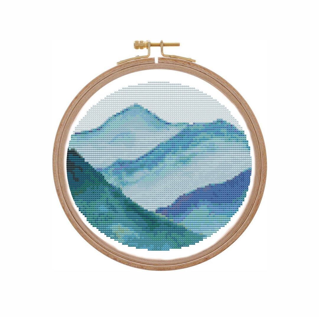 Mountains Cross Stitch Pattern Modern Nature Xstitch Chart Watercolor ...