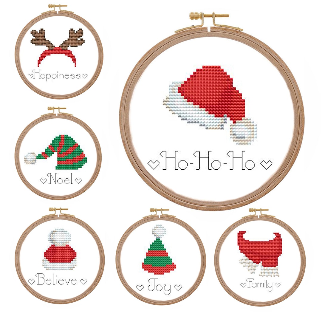 Christmas Ornament Cross Stitch Patterns Mini Simple Christmas Card ...