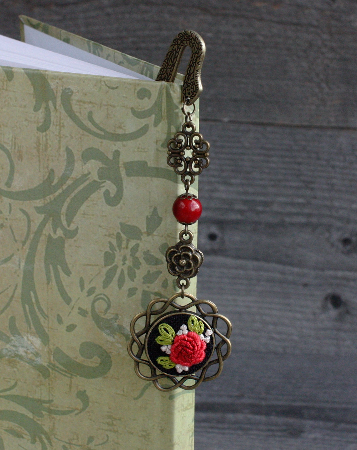 Red Rose Bookmark for Teacher Black Flower Book Mark Coral - Etsy