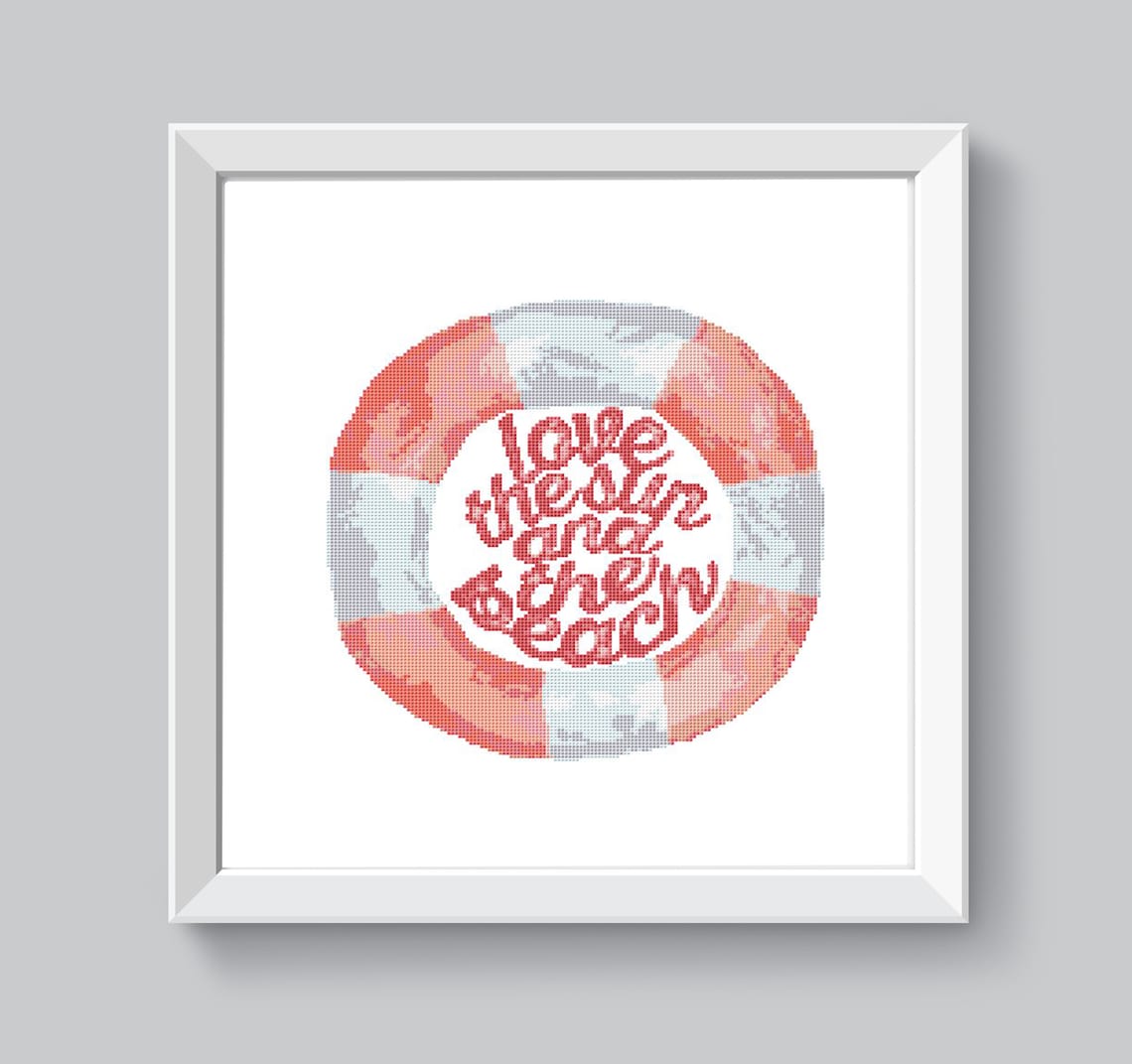 Beach cross stitch pattern modern Coastal cross stitch | Etsy