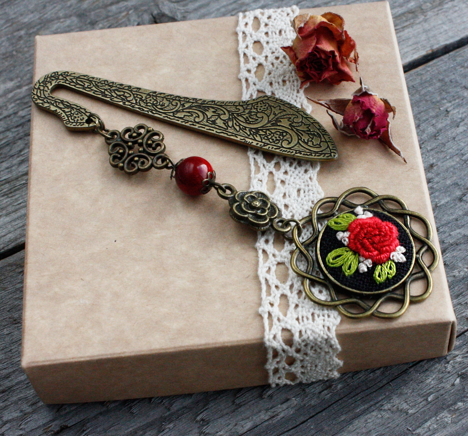 Red Rose Bookmark for Teacher Black Flower Book Mark Coral - Etsy